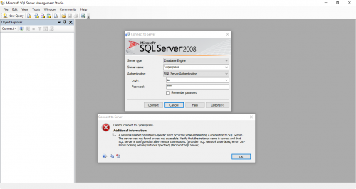 Không đăng nhập vào SQL Server - Cannot connect to sqlexpress